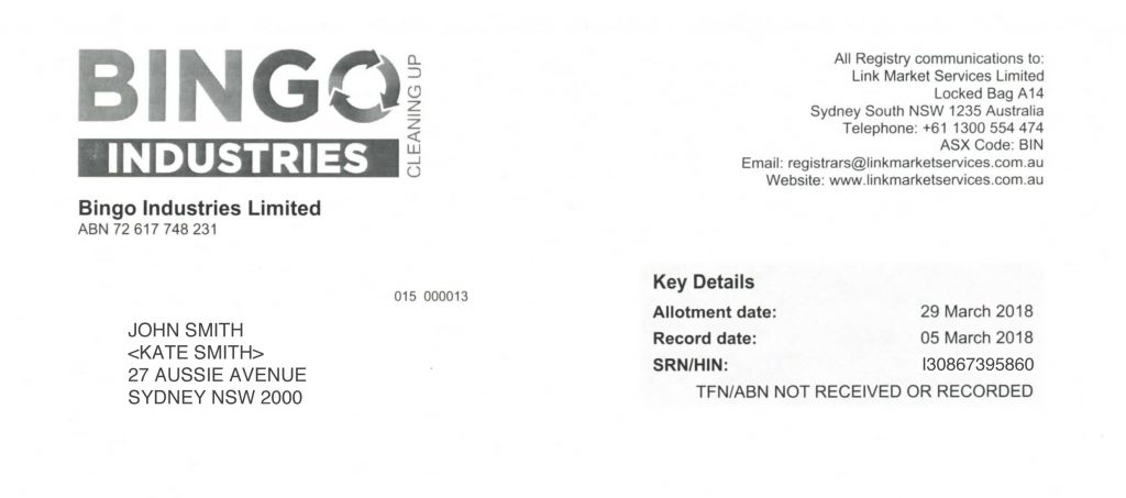 Holding Statement Example - Aussie Share Sales